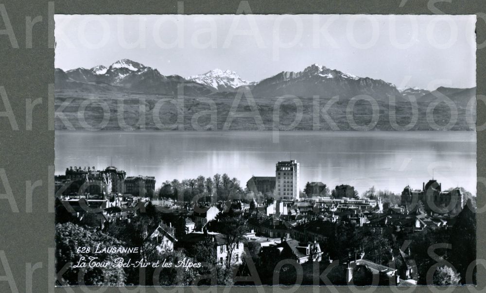 AK sw Lausanne VD La Tour Bel-Air et les Alpes ≈ 1963 (Gebraucht) in ...