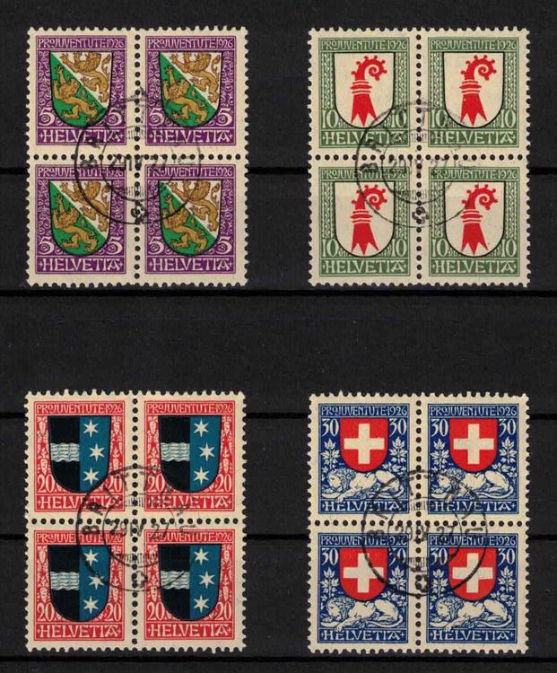 Pro Juventute 1926 4er-Block Serie mit Zentrum-ʘ (Neu (gemäss Beschreibung)) in Nuglar für CHF ...
