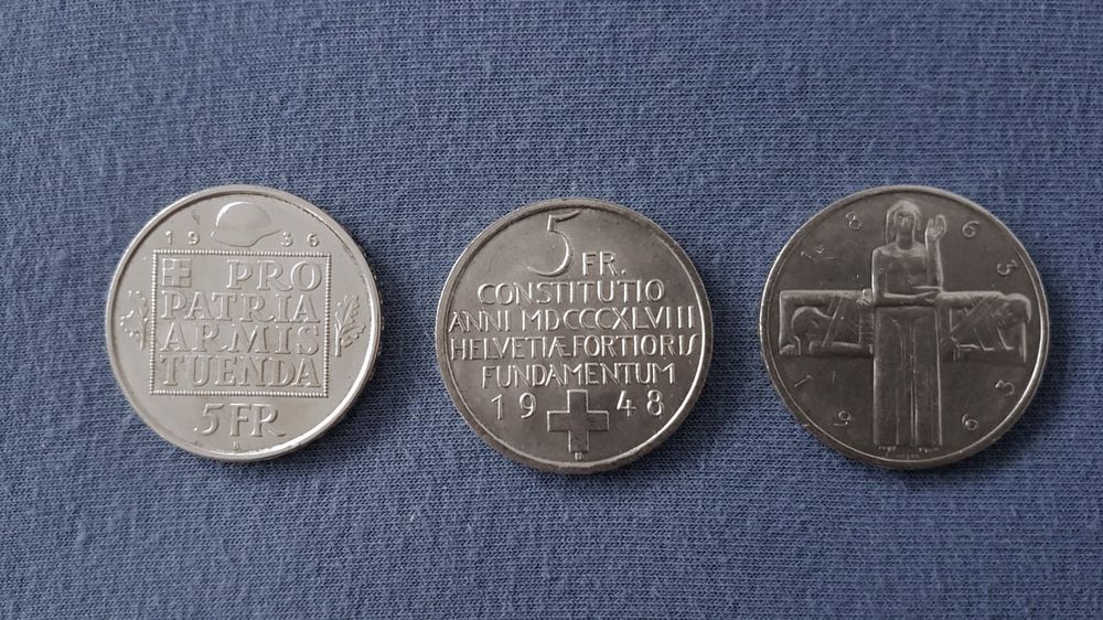 3x5 Fr Silber Gedenkmünzen 1936-1948-1963 ab nur 1 Fr !!! (Gebraucht) in Camignolo für CHF 28 ...