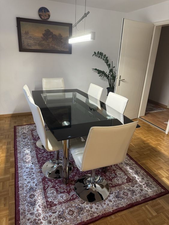 Esstisch mit Glasplatte & 6 Stühlen (Gebraucht) in Thal für CHF 180 – nur Abholung auf Ricardo ...
