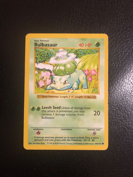 Base Set Shadowless Bulbasaur 44/102 Ab 1 (Gebraucht) in Paradiso für ...