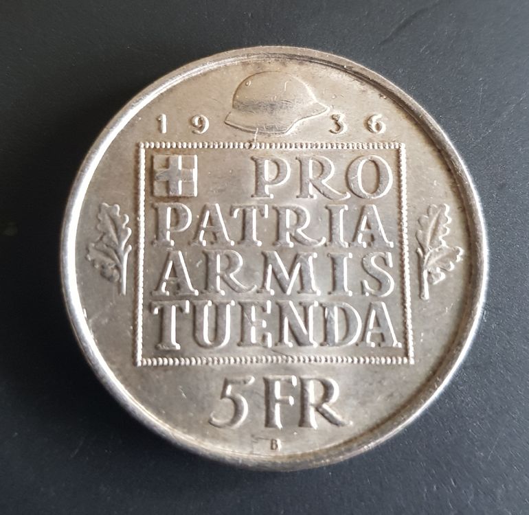 Schweiz 5 Franken 1936 Pro Patria, Wehranleihe, Silbermünze (Gebraucht) in meggen für CHF 16 ...