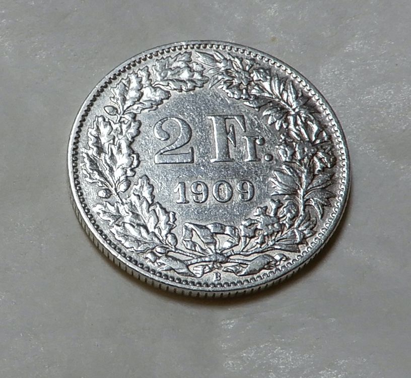Silber Münze, 1909 , 2 Franken | Kaufen auf Ricardo