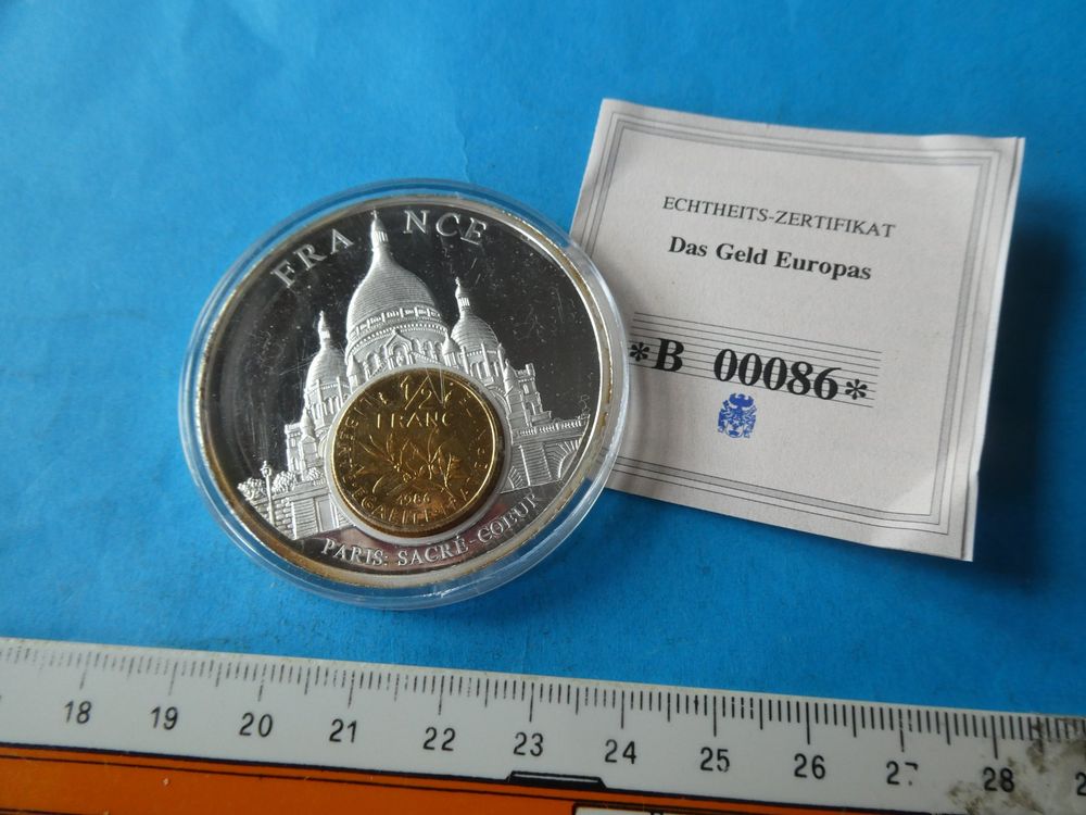 versilberte Medaille 50 mm PP - Inlay Prägung Frankreich (Neu (gemäss ...