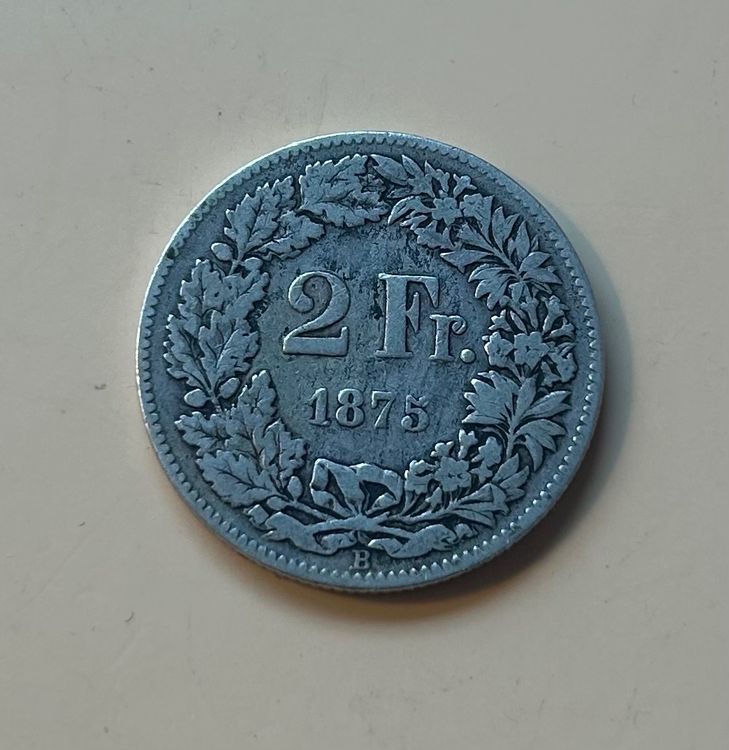 Super seltene Silbermünze 2 Franken 1875 B, Helvetia Schweiz (Gebraucht) in Birmensdorf ZH für ...