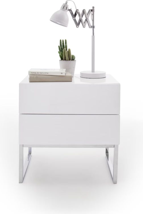 2er Set Nachttischli, Weiss Hochglanz, Metallfuss (Gebraucht) in Stansstad für CHF 30 – nur ...