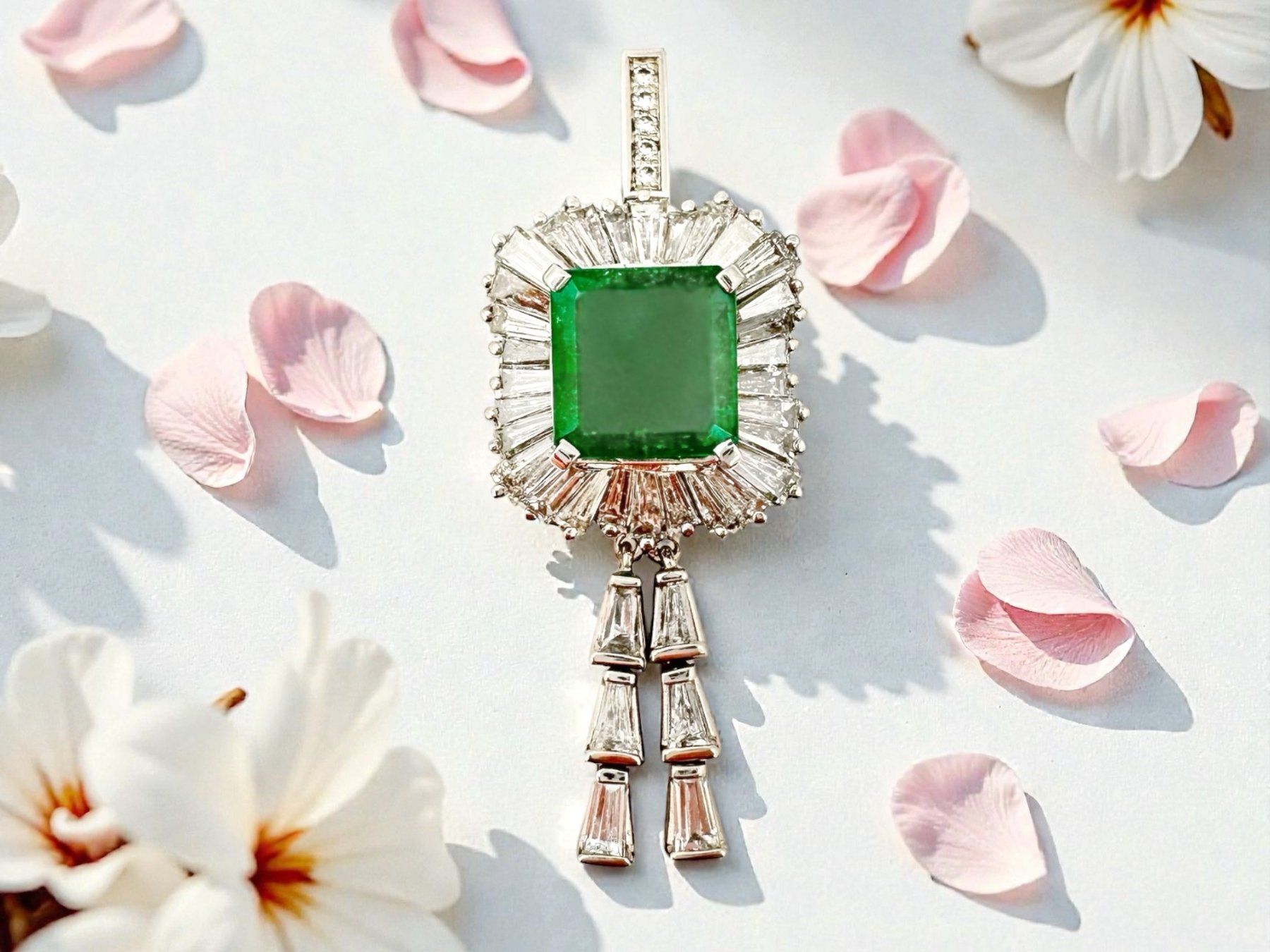 Smaragd - Diamant - Anhänger, Smaragd 2.6 ct, Diam. 3.05 ct (Gebraucht ...