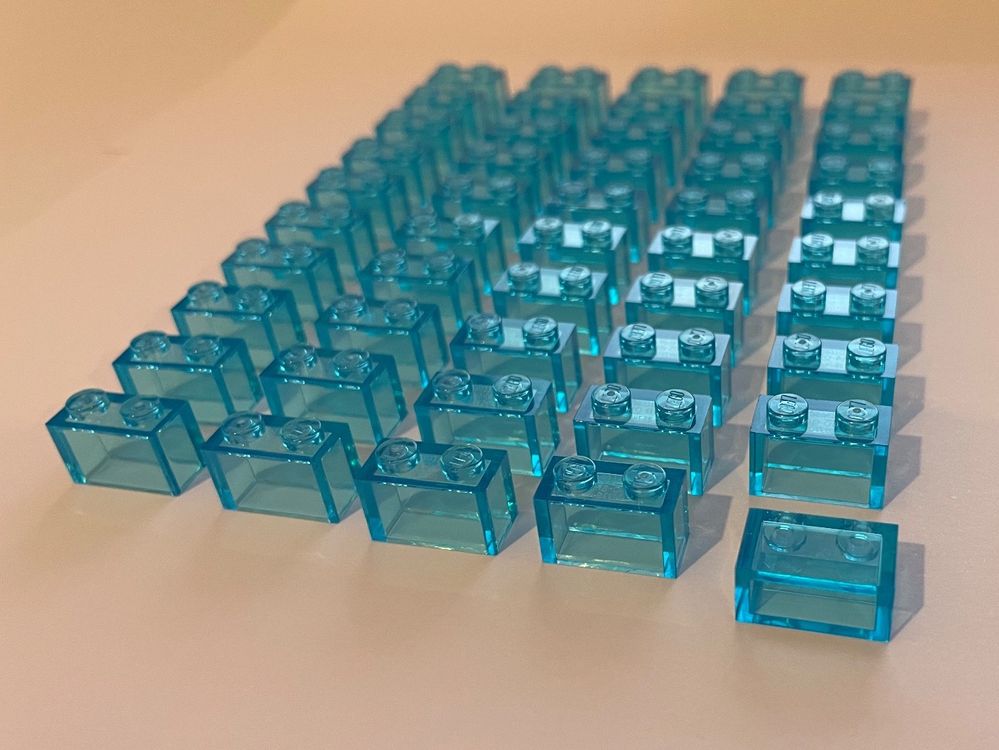 50 Stück Lego 1x2 Transparent Brick Trans Light Blue NEU (Neu (gemäss ...