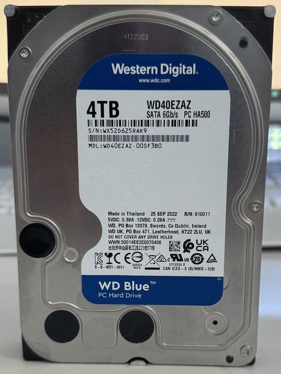 Harddisk 4TB Western Digital (WD Blue) WD40EZAZ (Gebraucht) in Bettlach ...