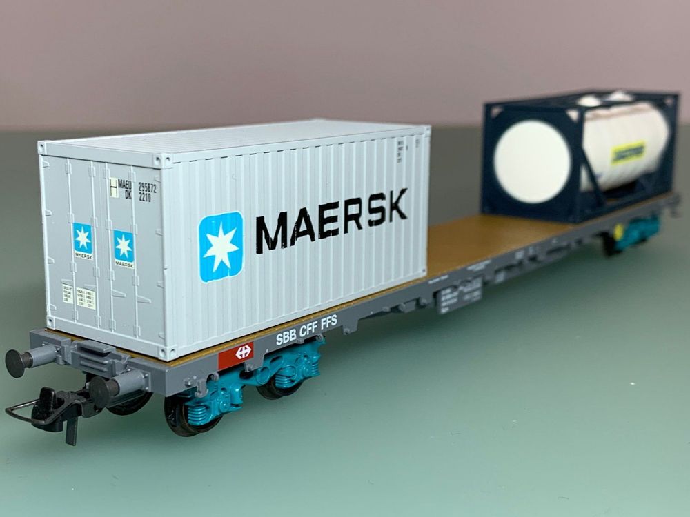 HAG SBB Sgss mit 2x Tankcontainers Cargotainer + MAERSK (Neu (gemäss ...