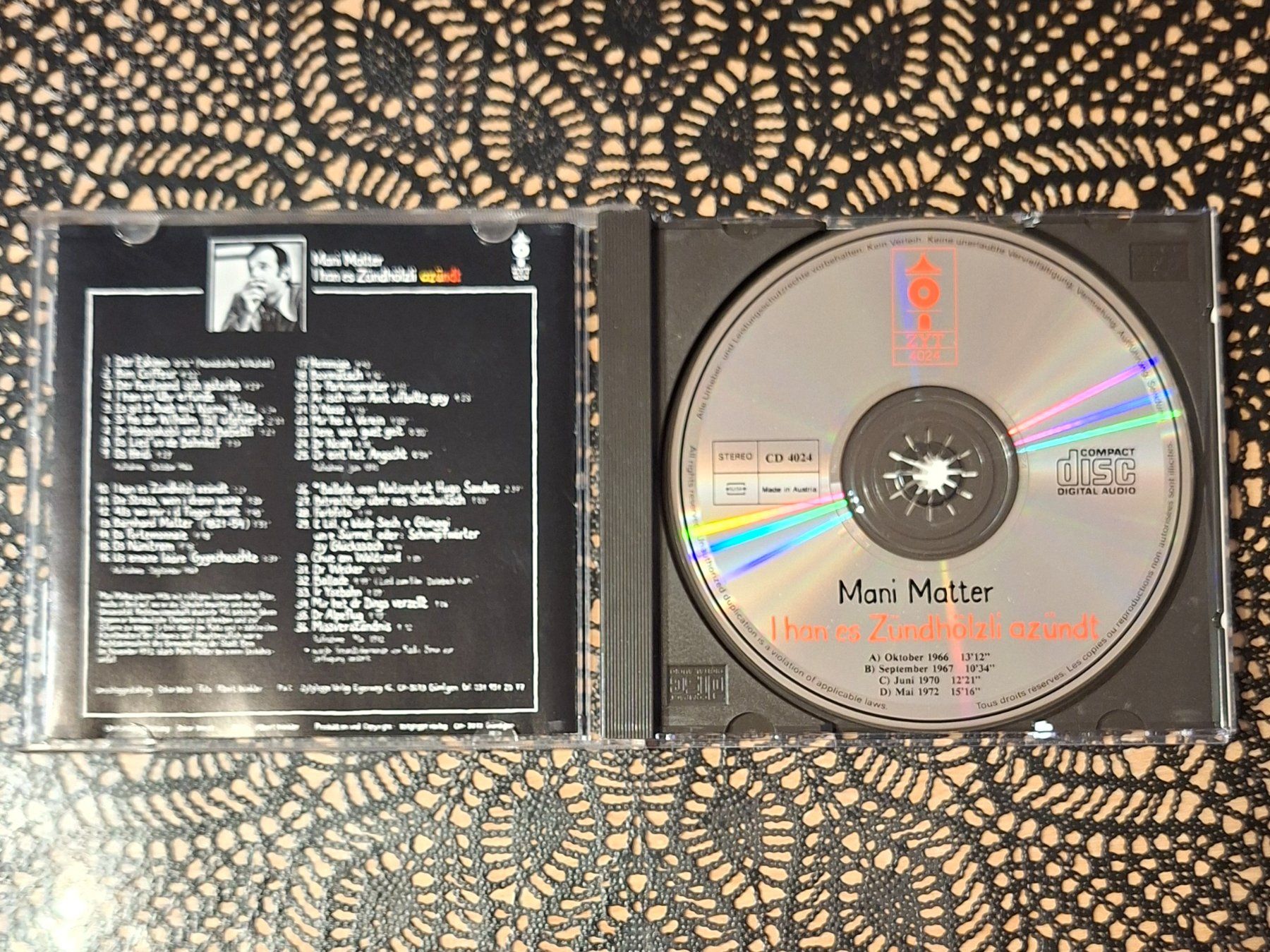 Mani Matter - I han es Zündhölzli azündt, CH Lieder CD 1996 (Gebraucht ...