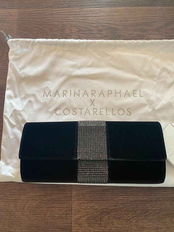 Schwarze Abendtasche Samt Marina Raphael x Costarellos (Neu und ...
