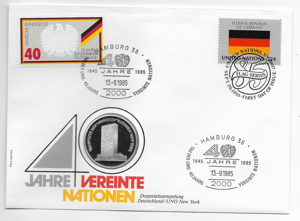 Münzbrief 40 Jahre Vereinte Nationen 1985, 999,9 (Neu (gemäss Beschreibung)) in Hefenhofen für ...