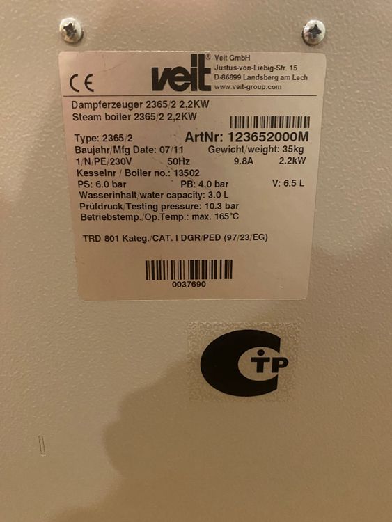 Bügeleisen Dampferzeuger VEIT 2365/2 PROFI (Gebraucht) in Zuchwil für CHF 130 – nur Abholung auf ...