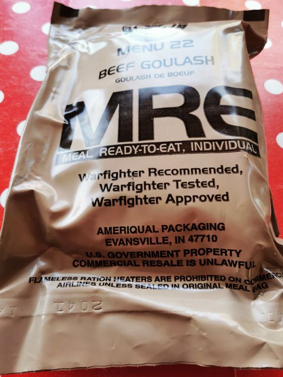 Original US Army MRE Menu #22 Beef Goulash Insp. 2/25 (Neu und ...