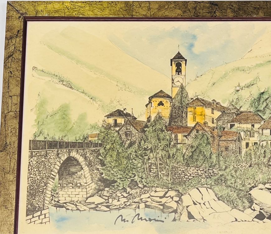 Brücke Ansicht Lithografie Monogrammiert H.C. | Kaufen auf Ricardo