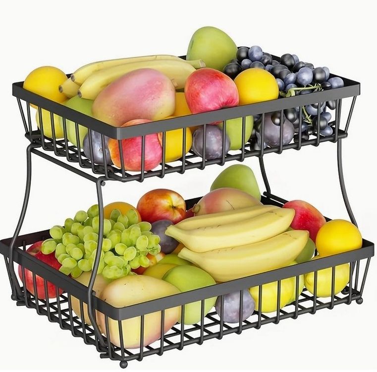Praktischer Früchtekorb aus Metall - 2-stufige Aufbewahru... (Neu und ...