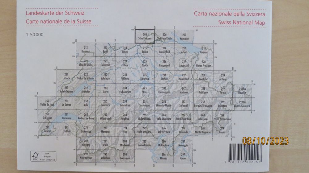 Landeskarten der Schweiz, 1 : 50'000, neu, alle 205 - 297 (Neu (gemäss ...