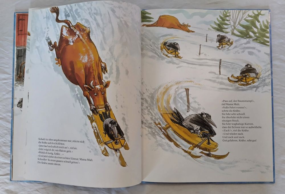 Mama Muh fährt Schlitten - Bilderbuch von Sven Nordqvist (Gebraucht) in ...