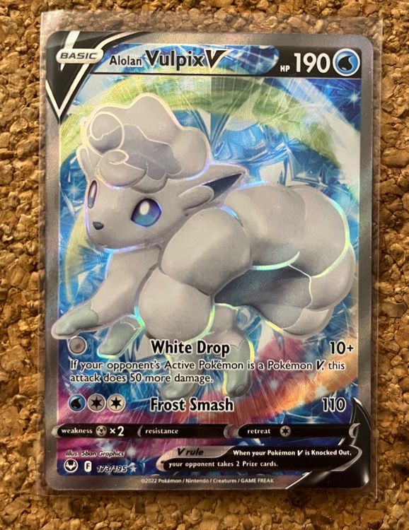 Alolan Vulpix V FULL ART 173/195 Pokemon Silver Tempest (Neu (gemäss Beschreibung)) in ...