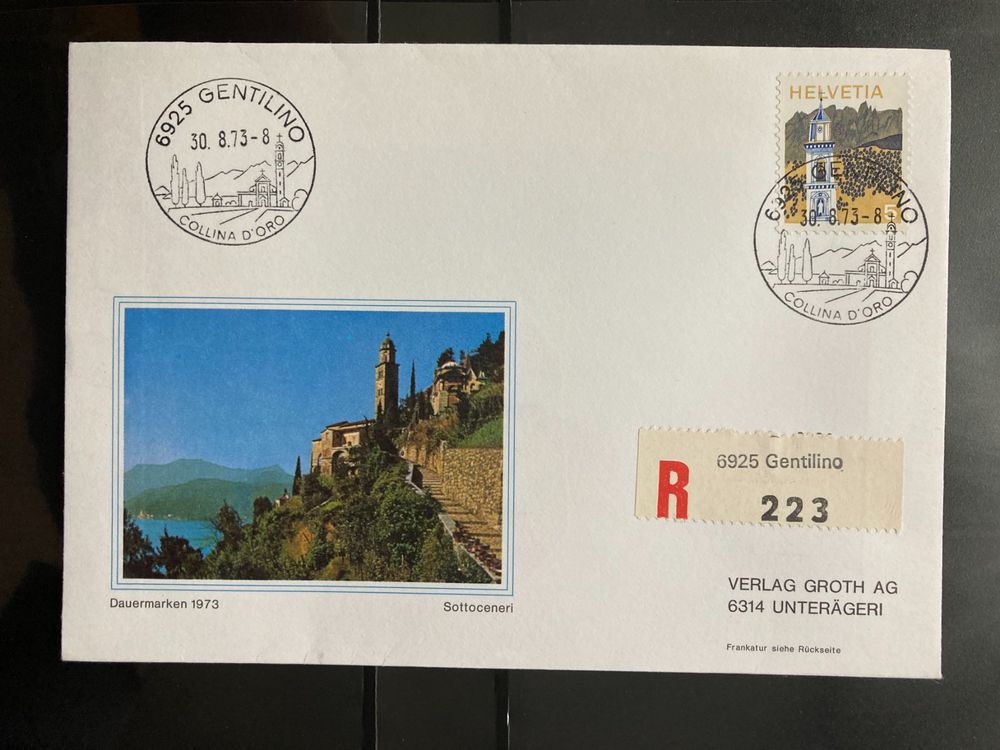 Schweiz 1973 R-FDC Landschaftsbilder 5 Ortsstempel Gentilino (Gebraucht) in Liestal für CHF 2 ...