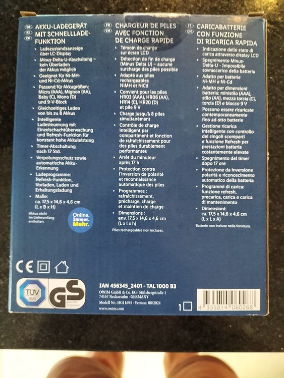 Chargeur de piles TRONIC, TAL 1000 B3, fonction rapide (D'occasion) à Essert FR pour CHF 9 ...