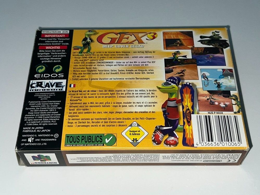 N64 Spiel - Gex 3: Deep Cover Gecko (OVP) - selten (Gebraucht) in Zürich für CHF 201 – mit ...