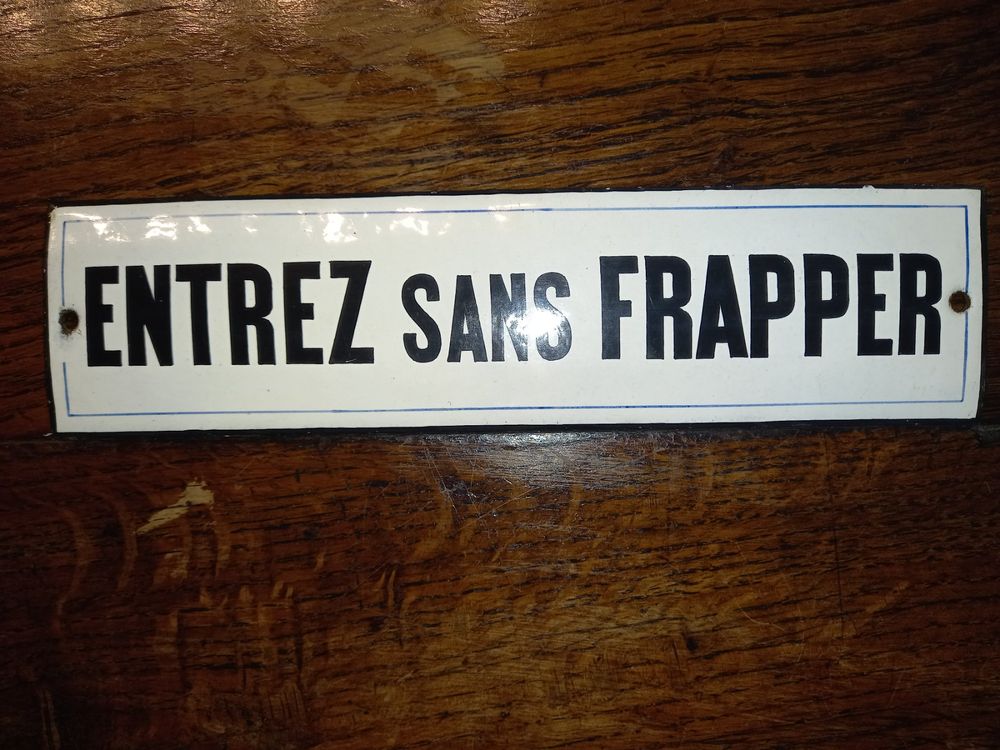 Ancienne plaque émaillée "entrez sans frapper" (Gebraucht) in Ménières ...