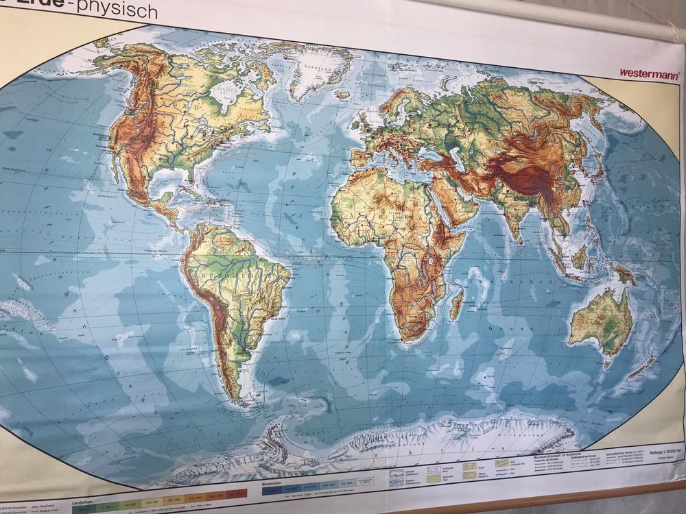 Weltkarte Erde physisch auf Leinwand Westermann | Kaufen auf Ricardo