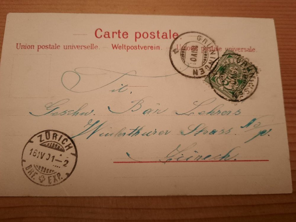 AK die Ersten Briefmarken der Schweiz gelaufen 1901 gem.Bild | Kaufen auf Ricardo