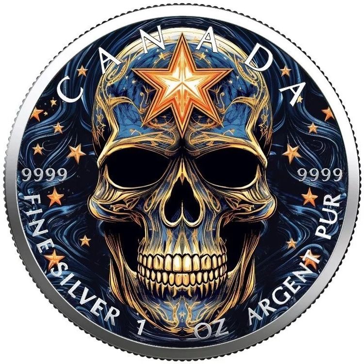 Magic Skull 2024 Maple Leaf 1 OZ SILBER -COLOR EDIT (Neu (gemäss ...
