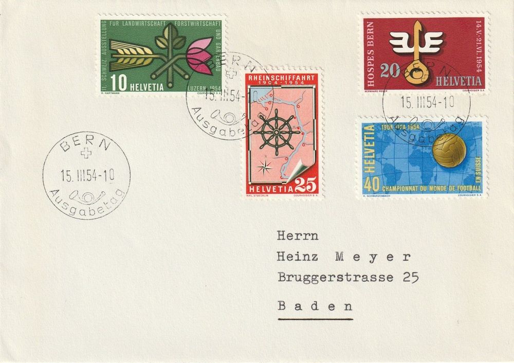 316-319 Satz 1954 auf FDC mit ET-Sonderstempel BERN Kat. 110 | Kaufen auf Ricardo