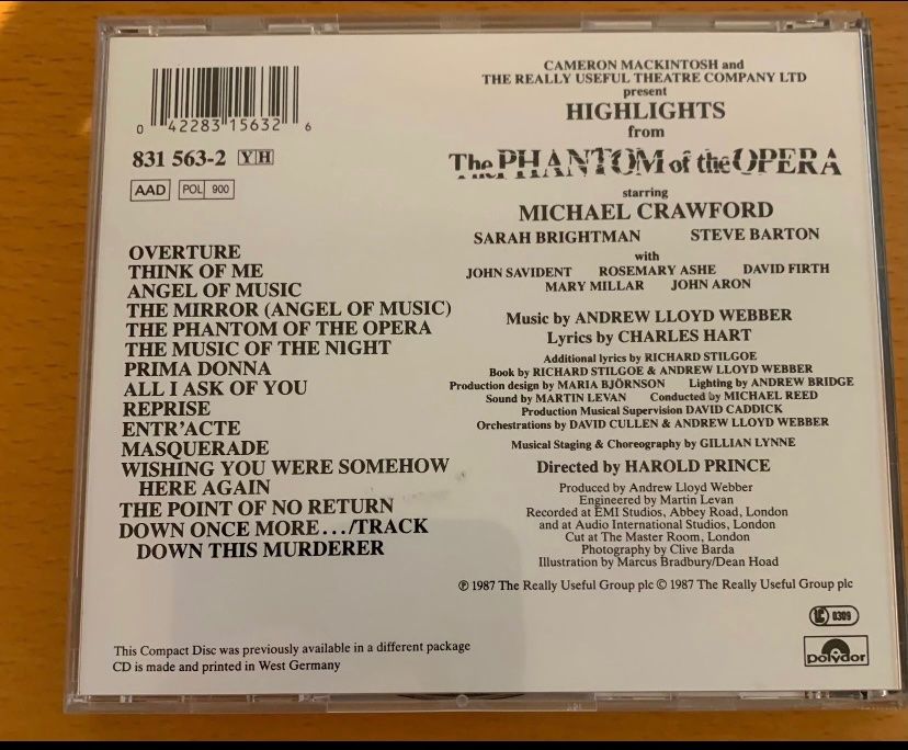 THE PHANTOM OF THE OPERA Michael Crawford • Sarah Brightman (Gebraucht ...