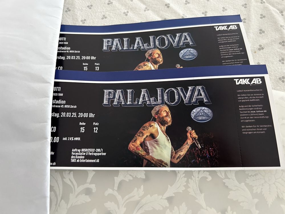 2x Tickets für PALAJOVA Jovanotti 20.03.2025 | Kaufen auf Ricardo