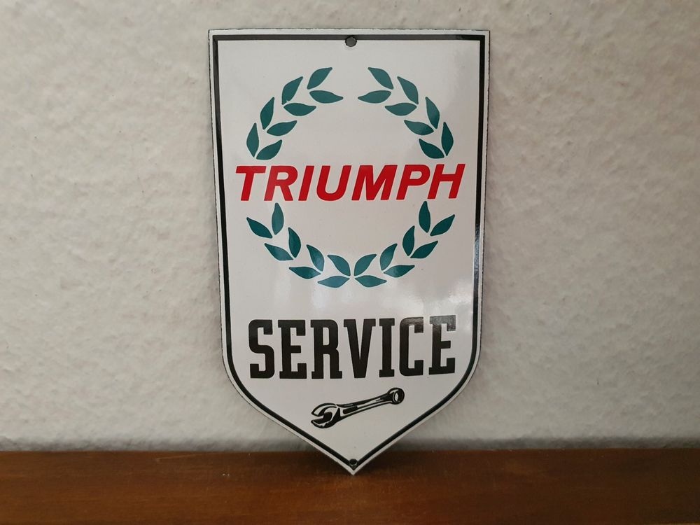 Emailschild Triumph Service Motorrad Logo Emaille Schild (Neu (gemäss ...