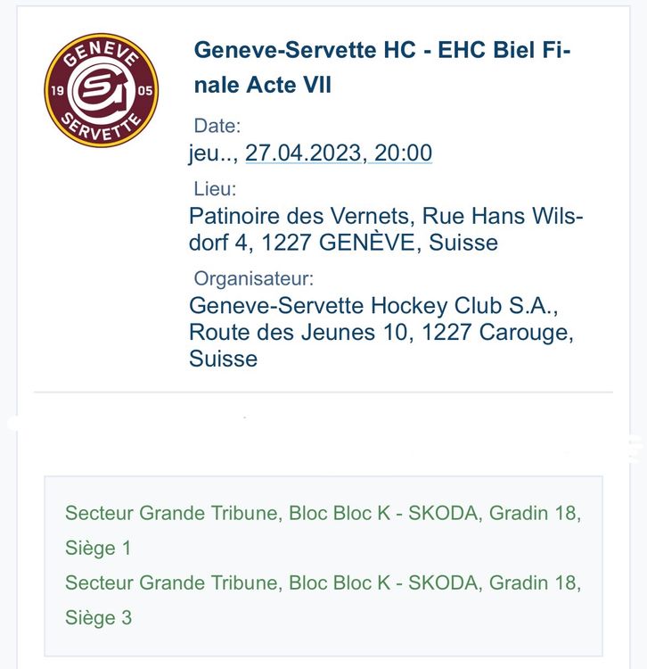 GSHC - EHC Biel, Finale, Acte VII (Neu (gemäss Beschreibung)) in Orvin ...