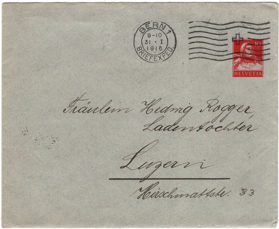 10 Rp. Tell Privatganzsache von BERN nach LUZERN (Gebraucht) in Eglisau für CHF 2 – mit ...