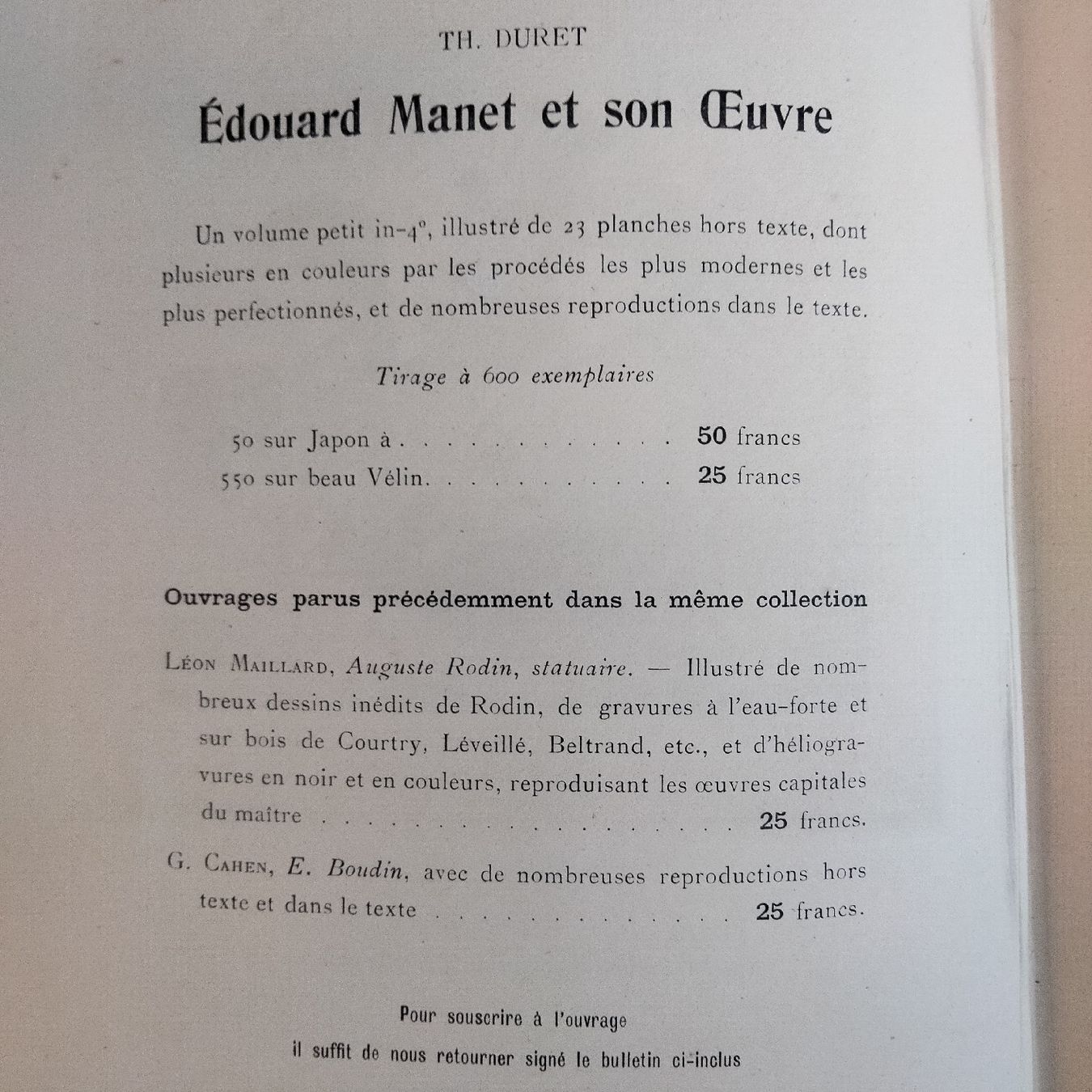 Livre d'art rare: Édouard Manet et son œuvre / Th. Duret (Gebraucht) in ...