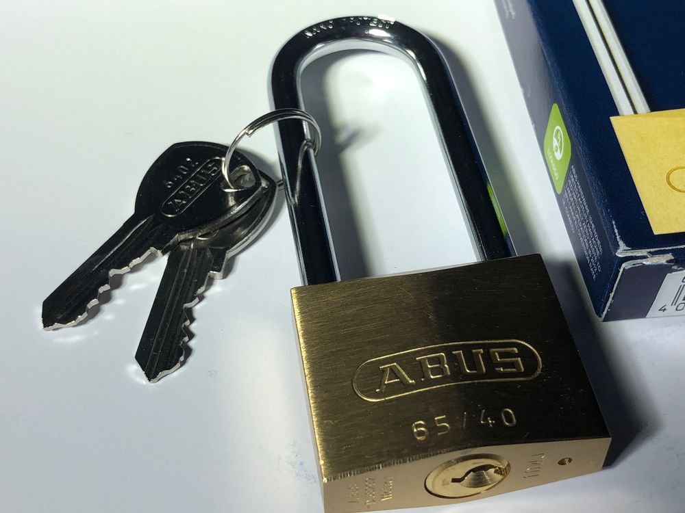 ABUS Bügelschloss 65/40HB63 mit langem Bügel und 2 Schlüssel (Neu und originalverpackt) in ...