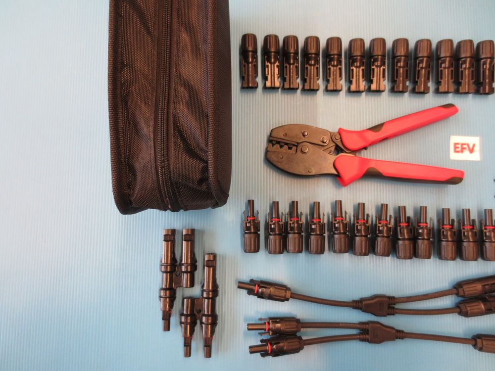 Aktion 20% Solar MC4 Set 12 Stecker + Crimpzange + Verteiler (Neu und ...