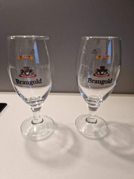 Biergläser 2 dl Stangen Herrgöttli mit Eichhof Braugold Logo (Gebraucht ...