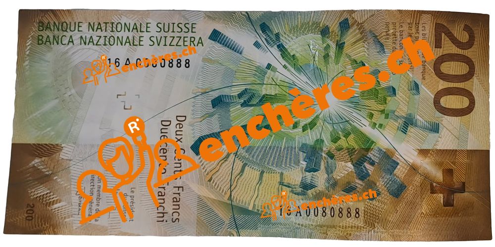 Billet de 200 francs 200-Franken-Note n° xxxx888 (Neu (gemäss ...