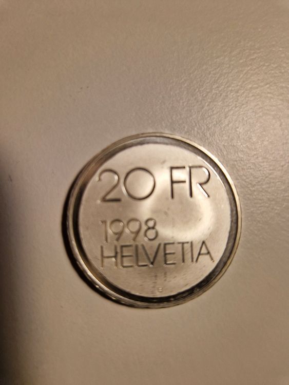 Neue Silbermünze Conrad F. Meyer 20 Fr. 1998 Stempelglanz (Neu und originalverpackt) in ...