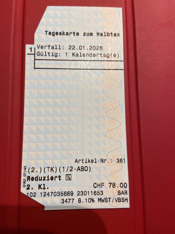 Tageskarte SBB zum Halbtax | Kaufen auf Ricardo