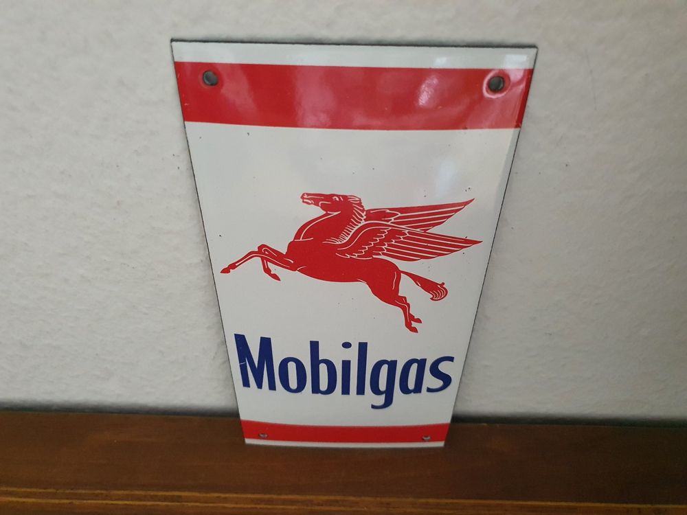 Emailschild Mobilgas Pegasus Motor Oil Emaille Schild Retro (Neu ...