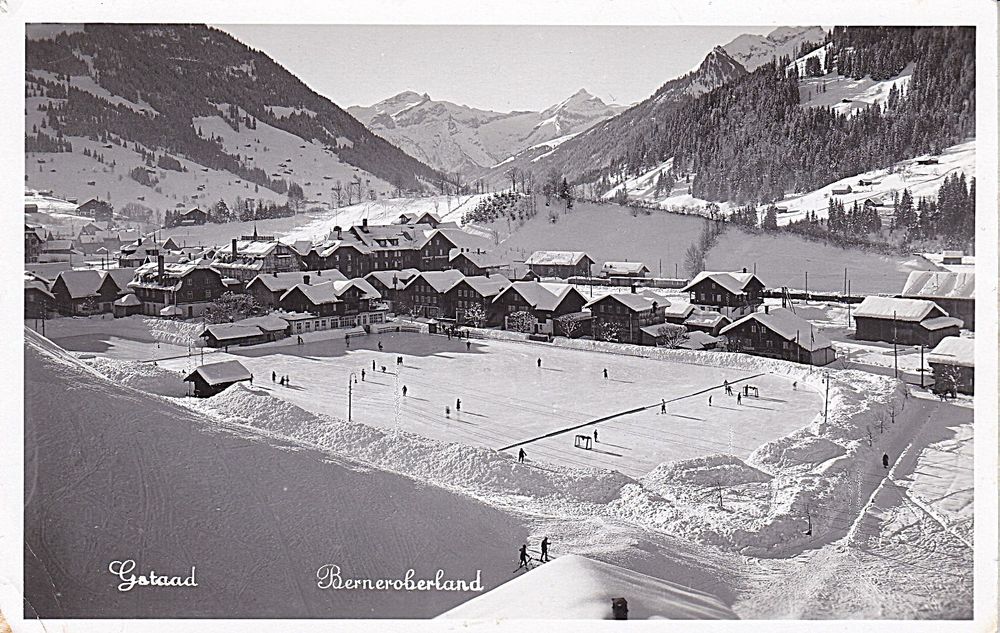 Gstaad (Berneroberland) Ortsbild mit Eisfeld. 1946 | Kaufen auf Ricardo