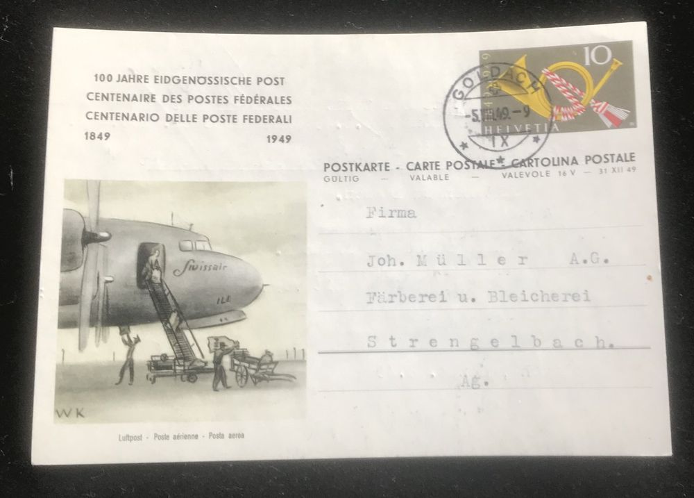 100 JAHRE EIDGENÖSSISCHE POST 1849-1949 MIT SWISSAIR | Kaufen auf Ricardo