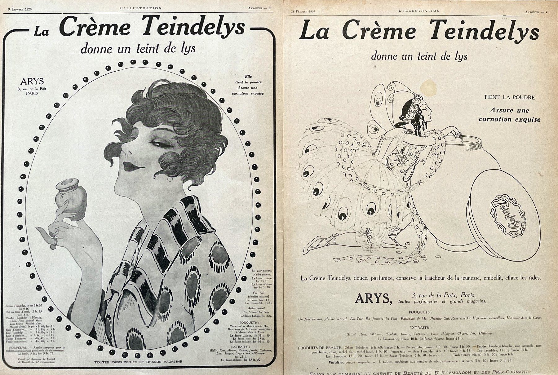 Arys Parfum - 4 alte Werbungen / Anciennes publicités 1920 (Gebraucht ...