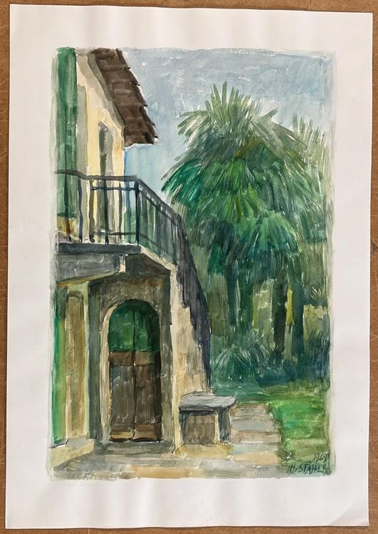 Aquarell Im Garten von Hans Stähli 1969 (ID b3066) (Gebraucht) in ...