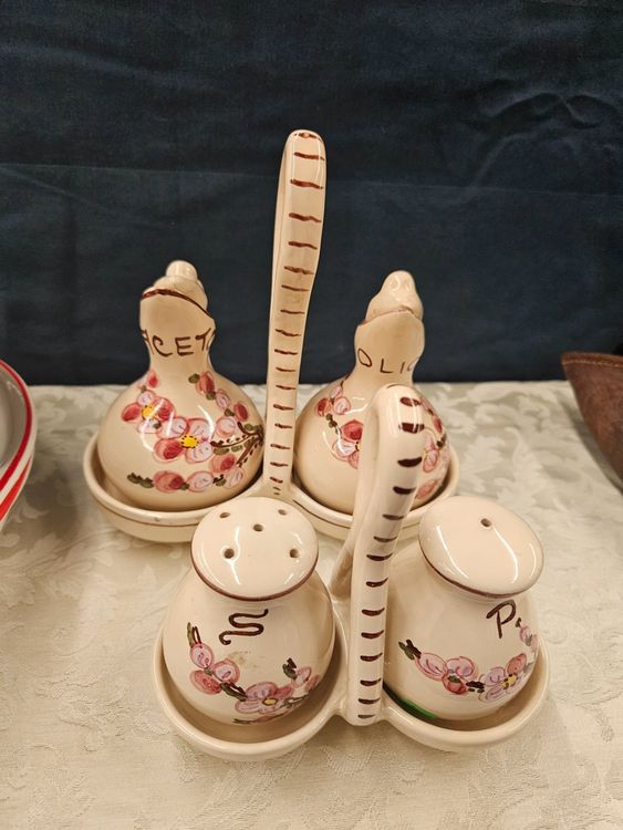 Set olio-aceto-sale-pepe con 2 supporti Deruta | Kaufen auf Ricardo